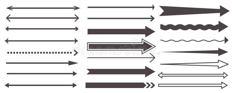 Long Line Arrow. Thin Doodle Haqndwrited Curve Signs. Black Vector ...