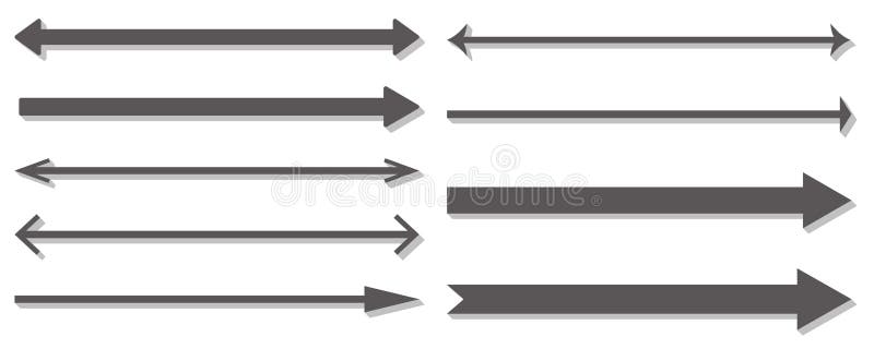 Straight Long Arrows. Horizontal Black Bold Lines. Transport Pointing ...