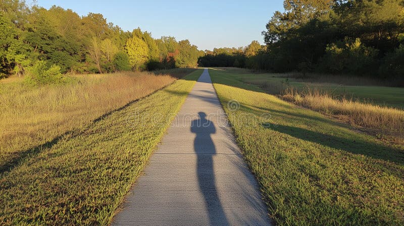 A Long, Straight Concrete Path Stretches into the Distance, Flanked by ...