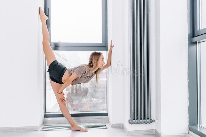 Long Straight Legs. Young Woman Training High Split Stock Photo - Image ... Long Straight Legs. Young Woman Training High Split Stock Photo - Image ...