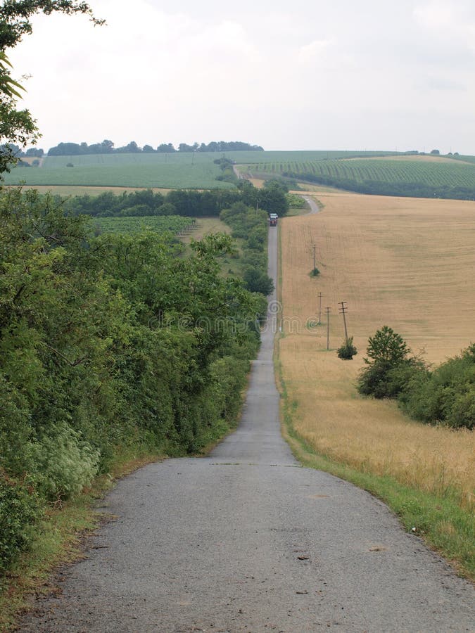 Long Straight Road between Fields and Meadows Stock Image - Image of ...