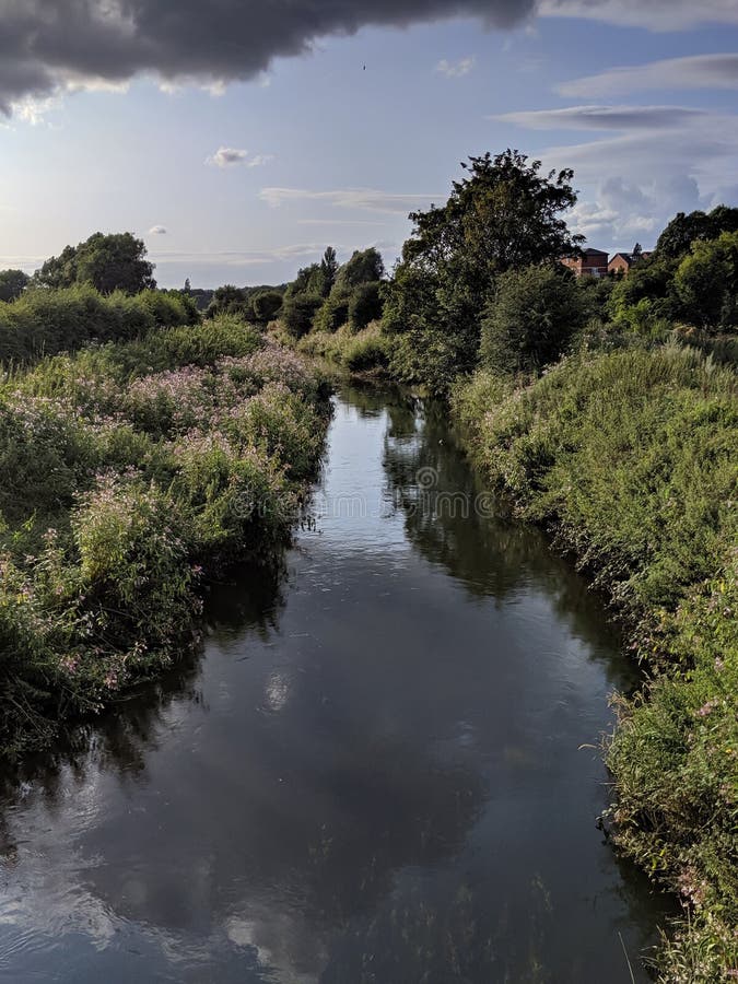 Straight river stock photo. Image of river, waters, towpath - 155723582
