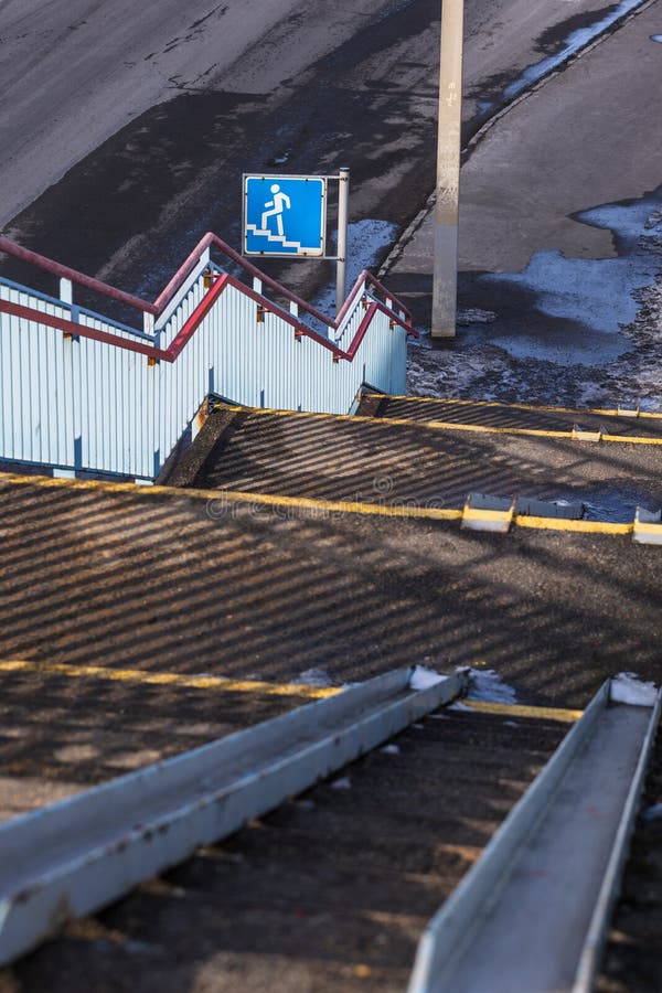 Long Street Stairs Leading Down Stock Photo - Image of view, ramp ...