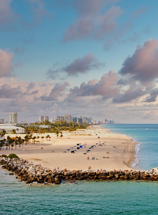 Long Stretch of Beach from Shipping Channel Stock Image - Image of ...