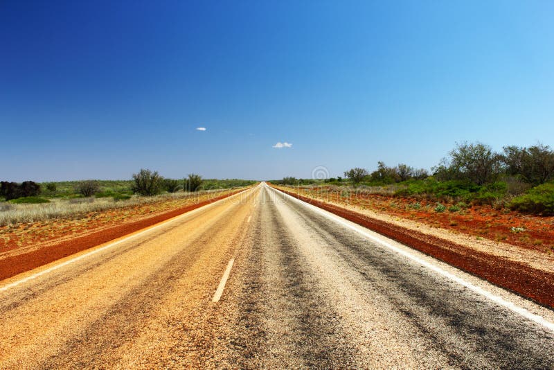 Long Stretch of Road through Australian Outback Stock Photo - Image of ...