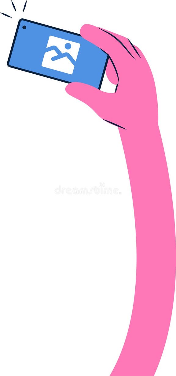 Long Stretched Hand Taking Picture on Smartphone Stock Vector ...