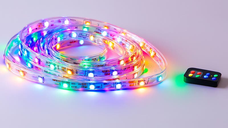 A Long Strip of Colorful Lights is on a White Background Stock Photo ...