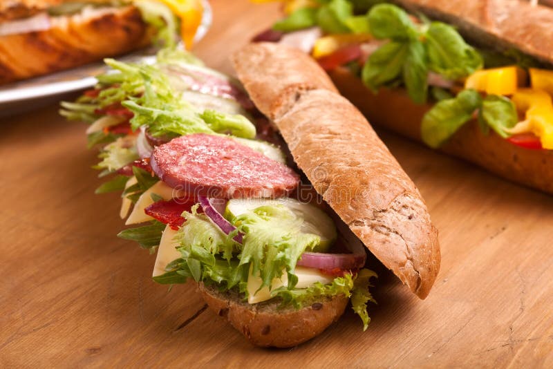 Long sub sandwiches stock photo. Image of bread, cheese - 10782764