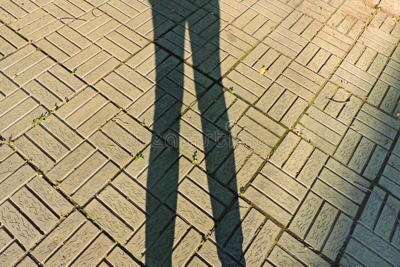 A Vague and Long Exposure Cobble Stone Man Shadow Night Stock Photo ...