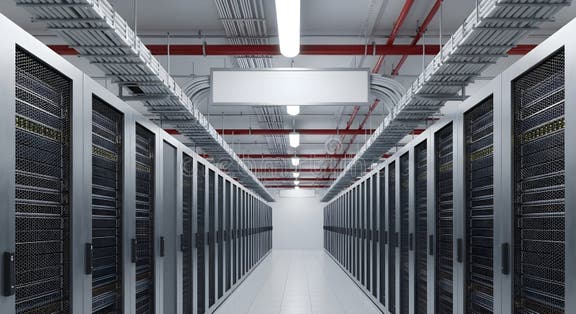 Modern Data Center Server Room Stock Illustration - Illustration of ...