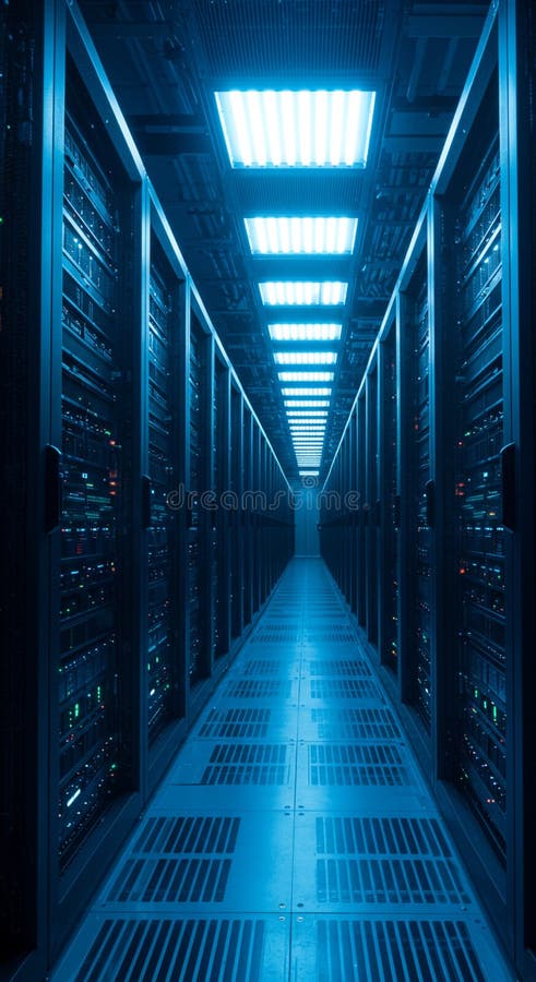 Server Room Perspective stock illustration. Illustration of ...
