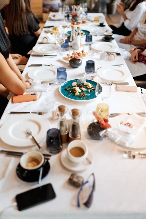 Long Table with Food after Dinner Stock Photo - Image of lunar, buffet ...