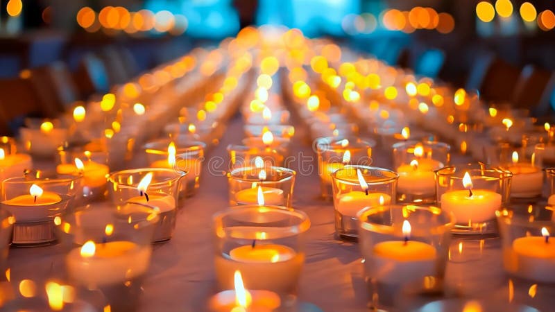 A Long Table with Many Lit Candles on it Stock Video - Video of candles ...