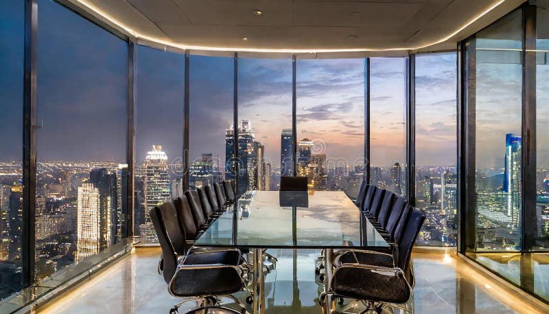 Corporate Boardroom in a Modern Skyscraper Stock Illustration ...
