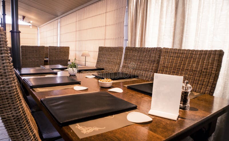 Long Table with Restaurant Menu`s Stock Image - Image of lounge, menus ...