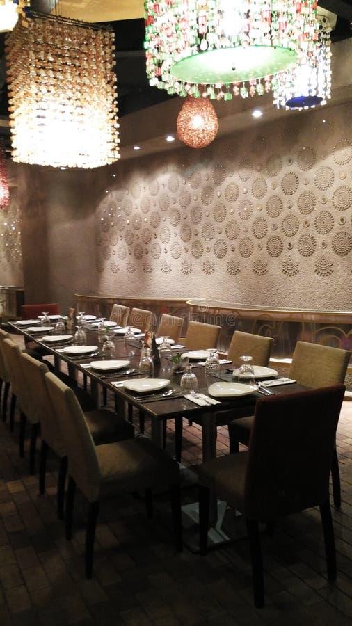 Long table in a Restaurant editorial stock photo. Image of gallery ...