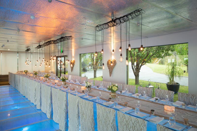 Long Table Set Up at a Wedding Reception Stock Photo - Image of candles ...