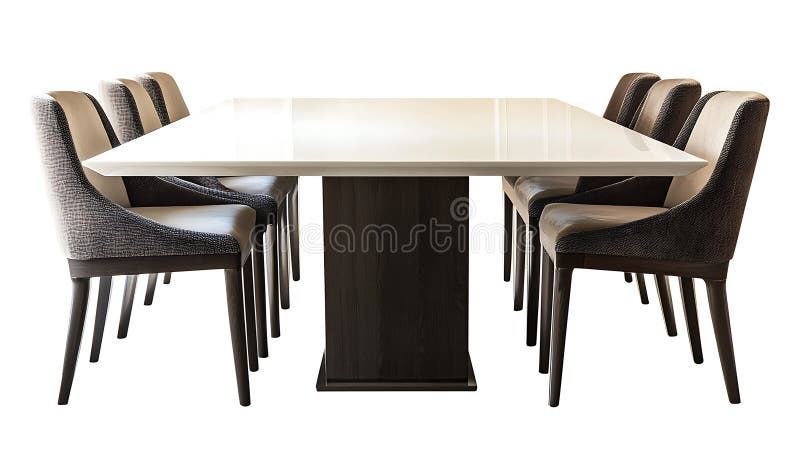 A Long Table with Six Chairs Around it Stock Image - Image of home ...