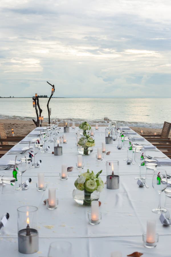 Long Table Wedding Dinner Setup. Stock Photo - Image of arrangement ...