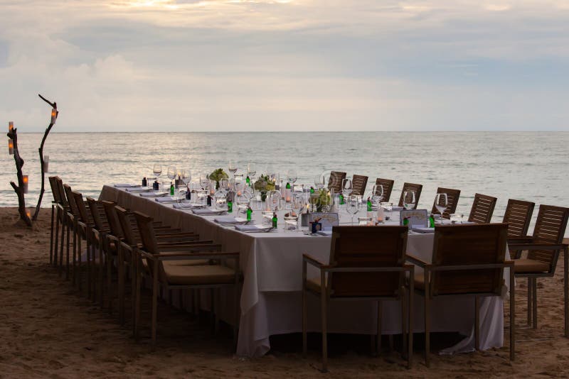 Long Table Wedding Dinner Setup. Stock Image - Image of setup ...
