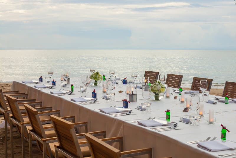 Long Table Wedding Dinner Setup. Stock Photo - Image of marriage, dine ...