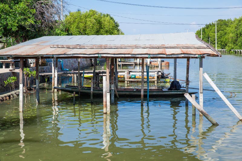 Long Tail Boat Dock in the Canal Stock Photo - Image of summer, ship ...
