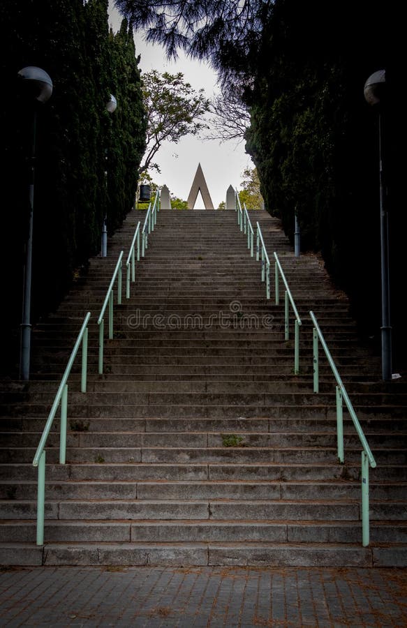 Long Tall Stairs with Tree Path Stock Photo - Image of tree, photograph ...