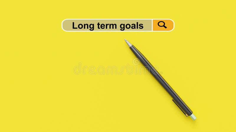 Long Term Goals on the Web Search Page. Pencil and Yellow Background ...