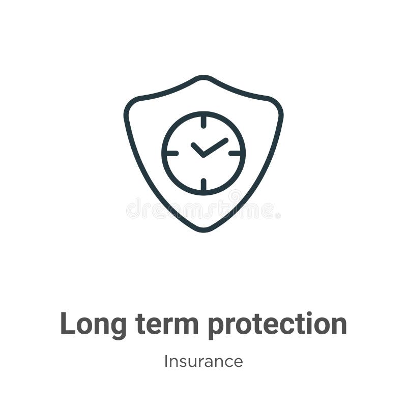 Long Term Protection Outline Vector Icon. Thin Line Black Long Term ...