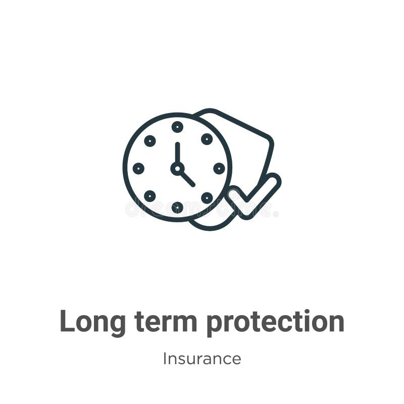 Long Term Protection Outline Vector Icon. Thin Line Black Long Term ...