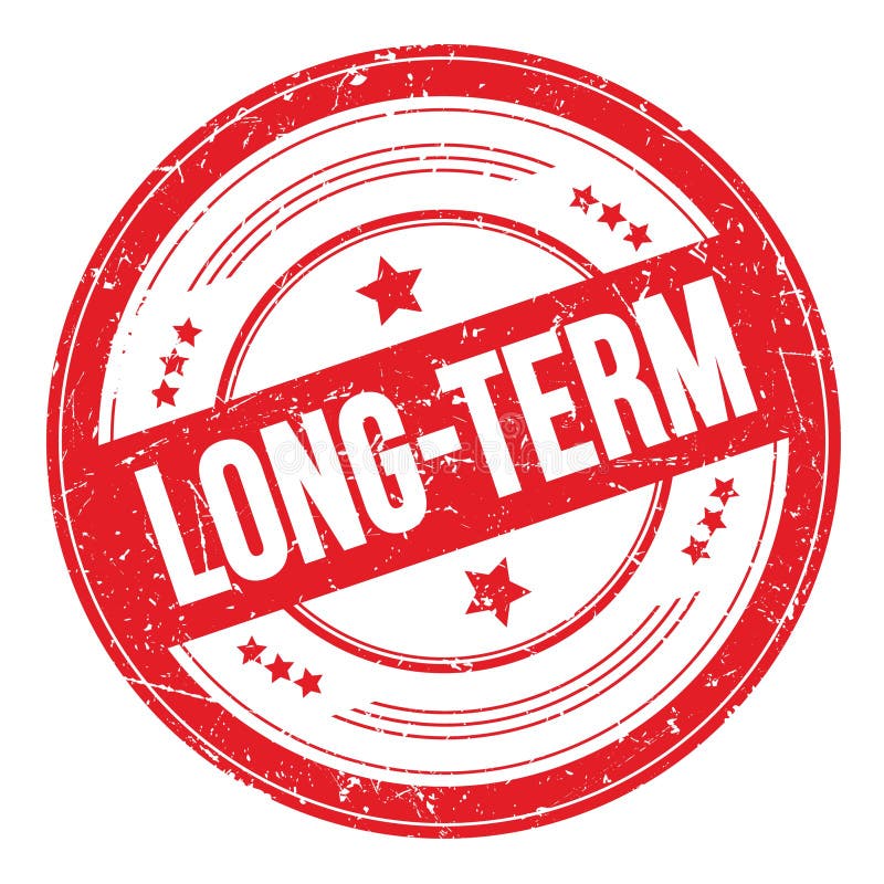 LONG-TERM Text on Red Round Grungy Stamp Stock Illustration ...