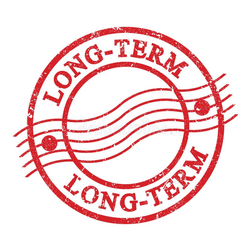 LONG-TERM, Text Written on Red Postal Stamp Stock Illustration ...