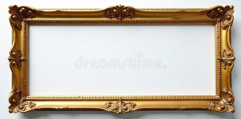 Long, Thin, Antique Gold Frame Cutout; Perfect for Design Projects ...