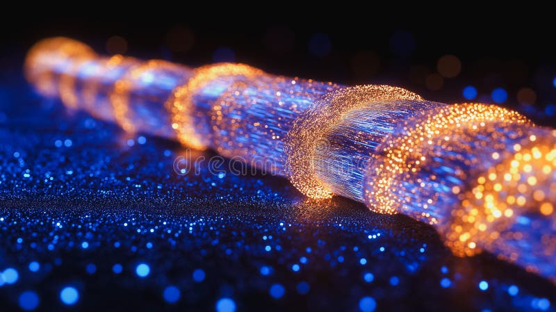 A Long, Thin, Blue and Orange Wire with a Lot of Sparkles. the Wire is ...