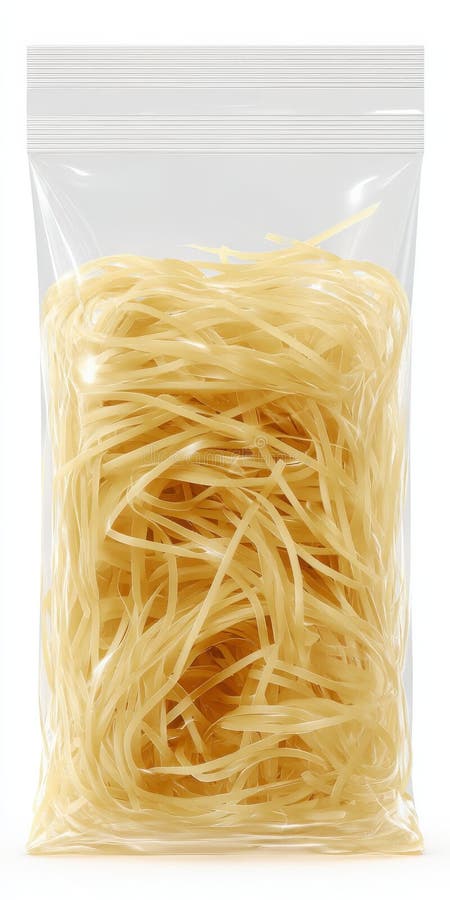 Generative AI Packaged Raw Pasta with Long Thin Noodles in Clear ...