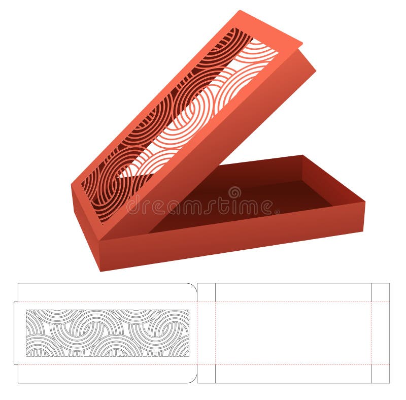 Flip Box with Stenciled Pattern on Top Flip Die Cut Template and 3D ...