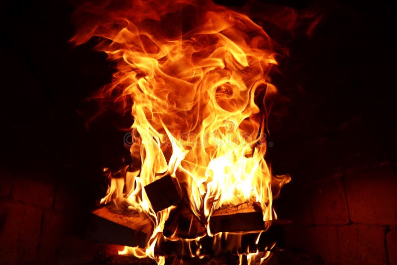 Long Tongues of Flame of Burning Fire Stock Photo - Image of color ...