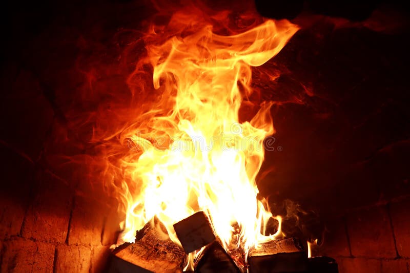 Long Tongues of Flame of Burning Fire Stock Image - Image of restaurant ...