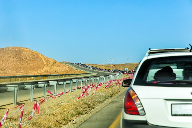 Long Traffic Jam on Freeway on Summer Day Stock Image - Image of ...