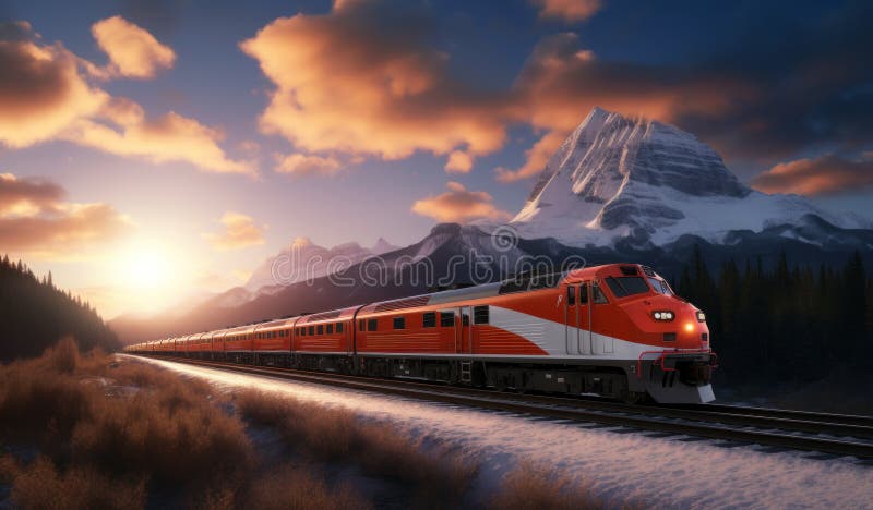 Long Train Rides through Nature in Winter Stock Image - Image of engine ...
