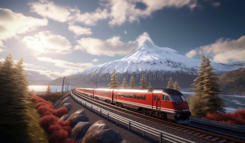 Long Train Rides through Nature in Winter Stock Image - Image of ...