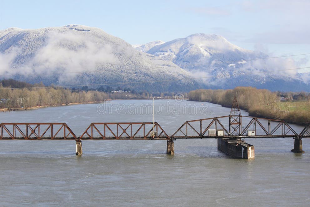 Long Train Swing Bridge stock image. Image of snow, british - 28618513