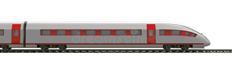 Long Train on White, Side View Stock Illustration - Illustration of ...