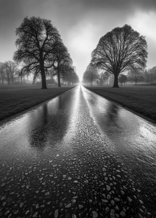 A Long, Tree-lined Pathway Stretches To a Vanishing Point in this ...