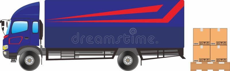 Long Truck with Pallet Cargo Ready for Loading Stock Illustration ...