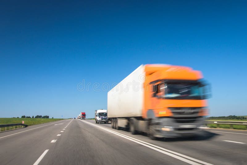 Long truck on road stock photo. Image of container, fast - 129663014