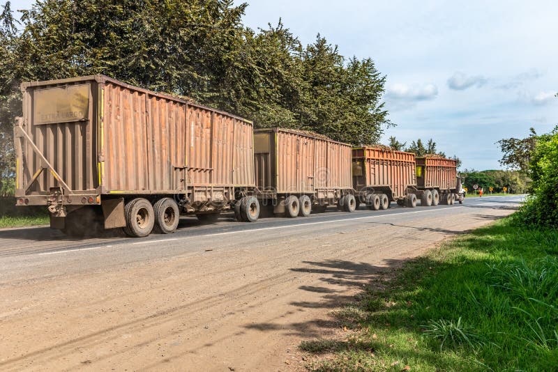 Long Truck from Several Trailers Stock Image - Image of tractor ...