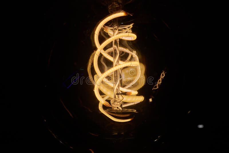 Long Tube-shaped Edison Lamp, Bulb, Black Background. Stock Image ...