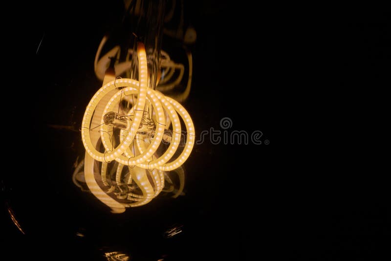 Long Tube-shaped Edison Lamp, Bulb, Black Background. Stock Image ...