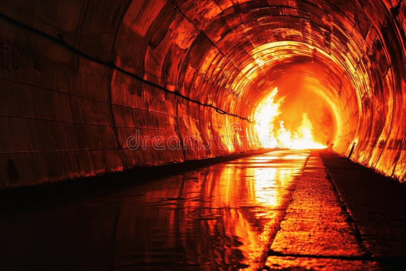 A long tunnel made of fire stock illustration. Illustration of seething ...